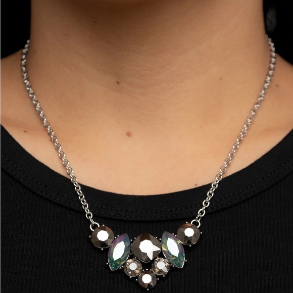 Jewelry | Nwt Boutique Black Hematite Oil Spill Diamond Rhinestone ...